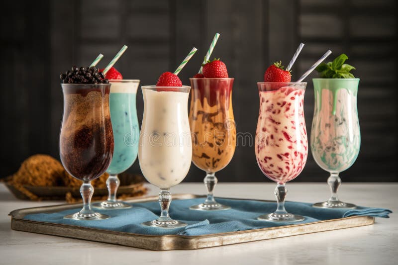 Classic Milkshake Mixers and Soda Glasses Stock Photo - Image of soda ...
