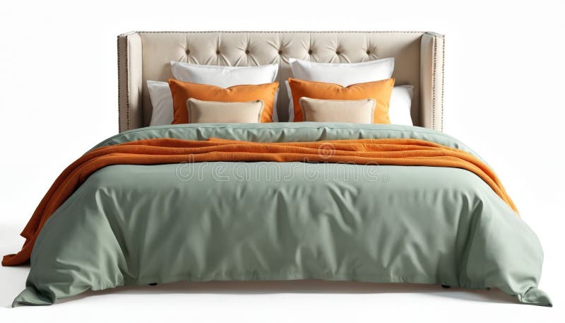 Classic Minimalist Double Bed Isolated on Transparent Background ...