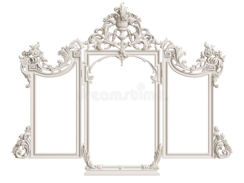 Classic Mirror Frame Isolated on White Background Stock Illustration ...