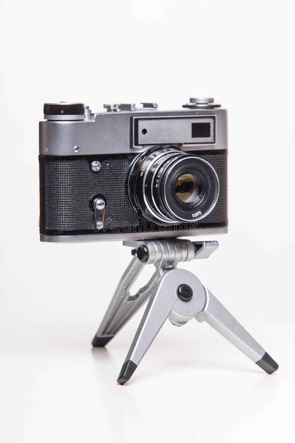 Classic 35mm Old Analog Camera on Tripod Stock Image - Image of camera ...
