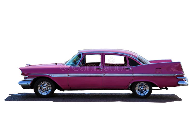 Classic Model Pink Big Car from Side Proection, Stock Image - Image of ...