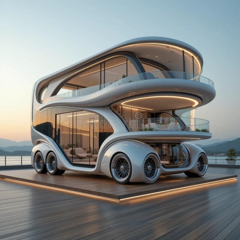 Classic Modern Bus View and Modern Stock Image - Image of chrome, color ...