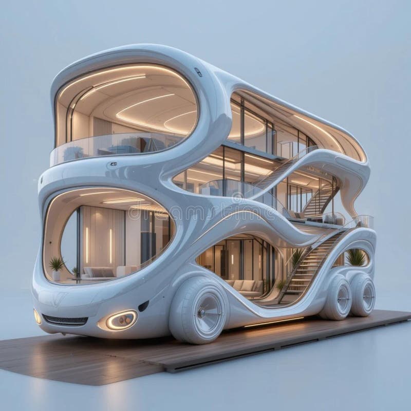 Classic Modern Bus View the ROAD Stock Image - Image of back, road ...