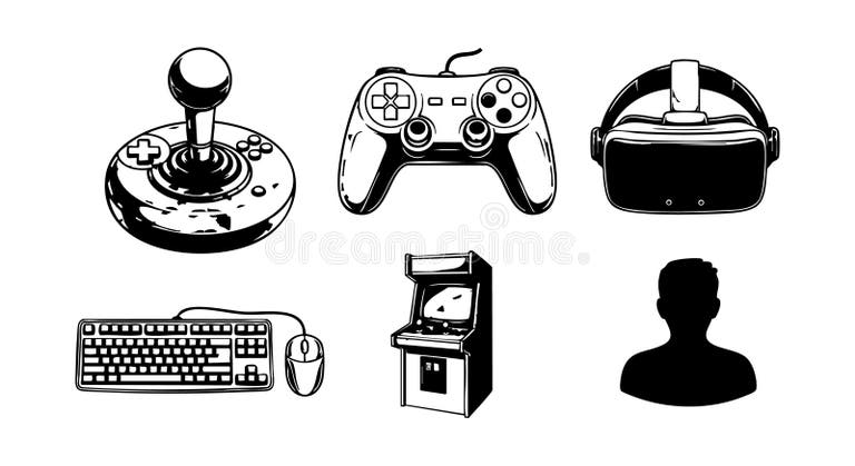Classic and Modern Gaming Controllers Keyboard Arcade Machine Virtual ...