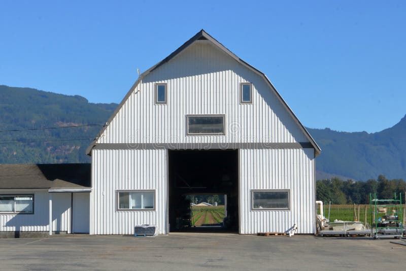 Classic Modern White Barn Front Stock Image - Image of agriculture ...