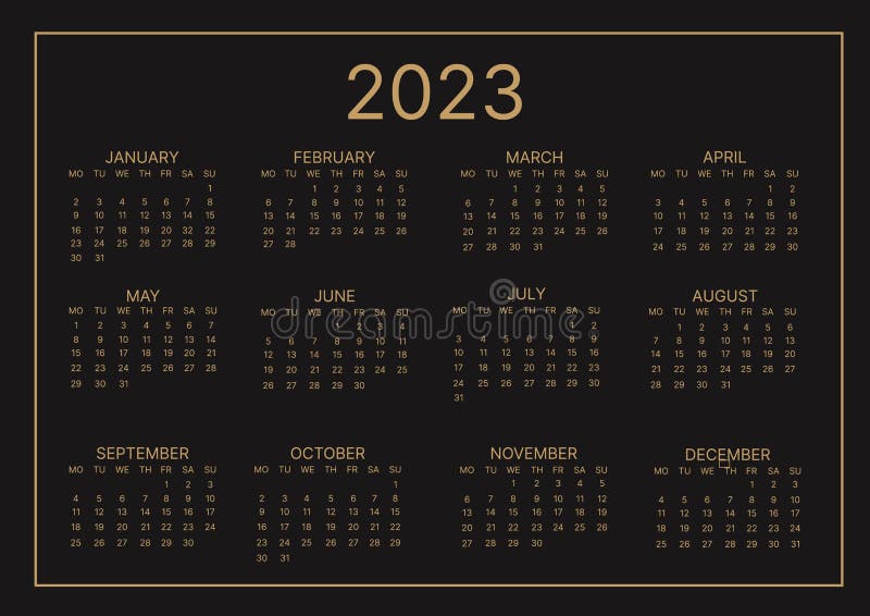 Classic Monthly Calendar for 2023. a Calendar in the Style of ...