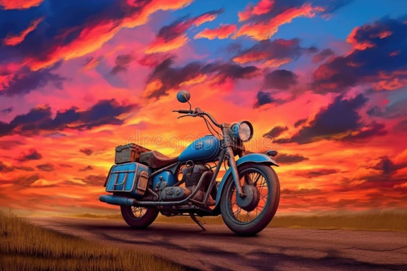 Motorbike Sunset Background Stock Illustrations – 701 Motorbike Sunset ...