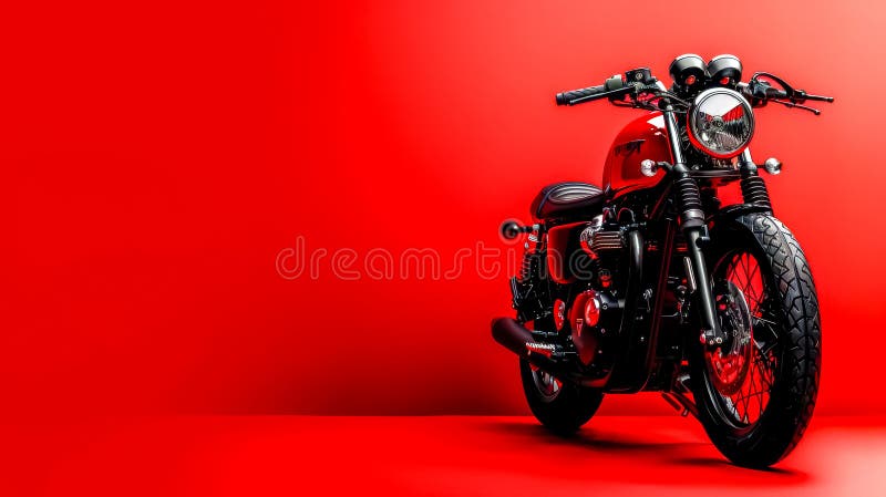 Classic Motorcycle on Red Background Stock Photo - Image of chrome ...