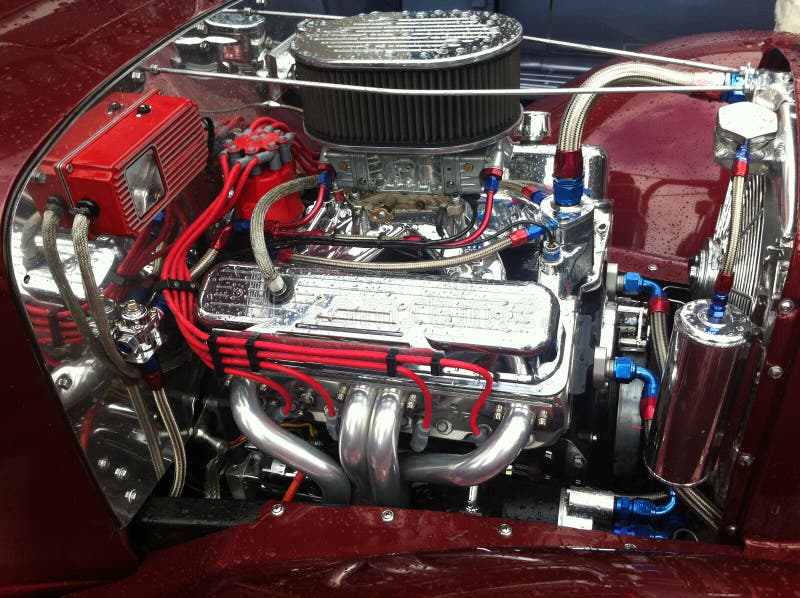 Classic Muscle Car Engine on Display Stock Image - Image of engine ...