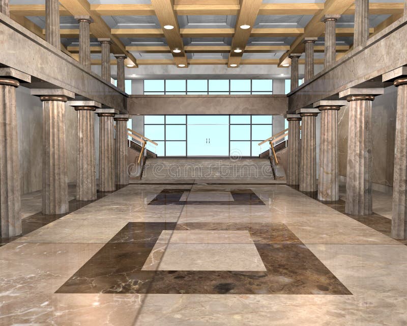 Classic Museum Interior and Magnetic Resonance Imaging Machine Sketch ...