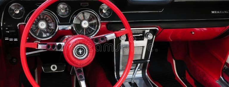 A Classic 1967 Mustang Dashboard in a Panoramic Style Image Stock Image ...