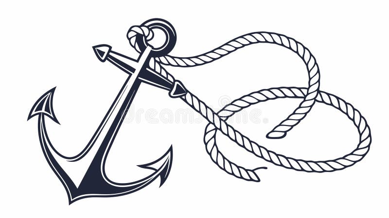 Classic Nautical Anchor with Rope Vector, Stability and Hope, Vector ...