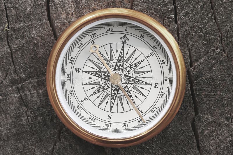 Classic Navigation Compass on Natural Background As Symbol of Tourism ...