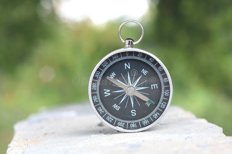 Classic Navigation Compass on Natural Background As Symbol of Tourism ...