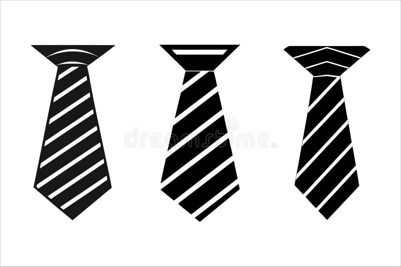 Classic Necktie Silhouette Vector Icon Set. Stock Vector - Illustration ...