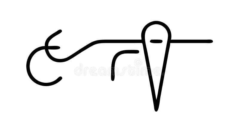 Classic Needle and Thread Outline Icon for Sewing, Vector Design ...