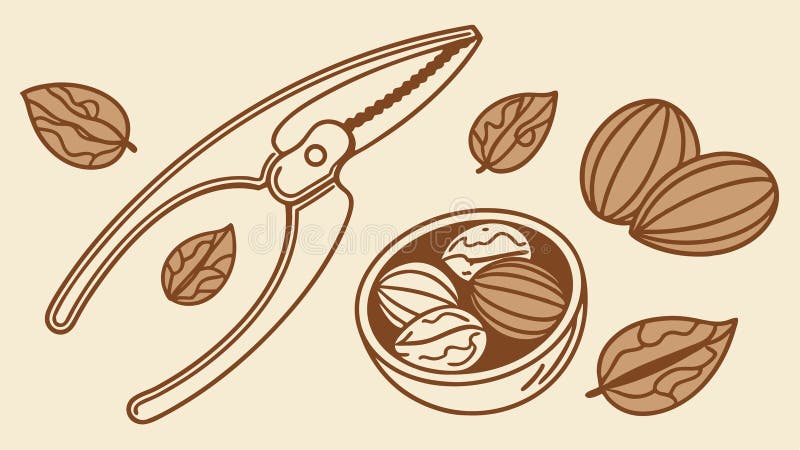 Classic Nutcracker and Walnuts Food Art Illustration, Vector Design ...