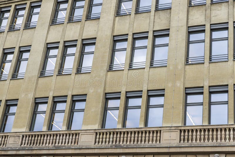 Office Building at Night with Lighted Windows Stock Image - Image of ...