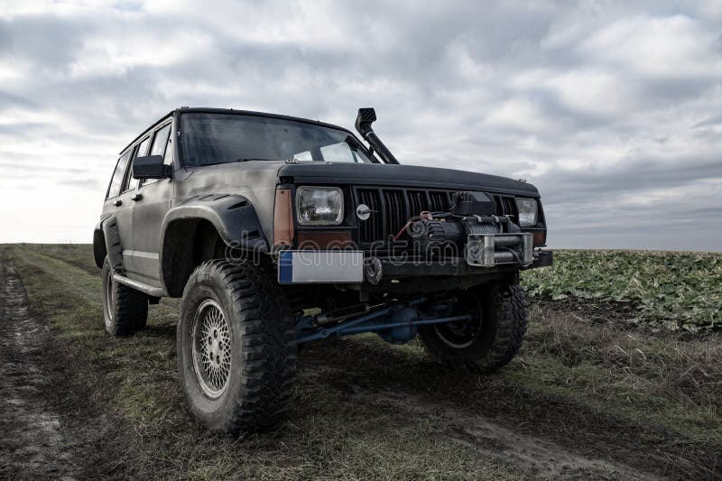 Classic 4x4 Offroad Vehicle on the Dirt Road Stock Photo - Image of ...
