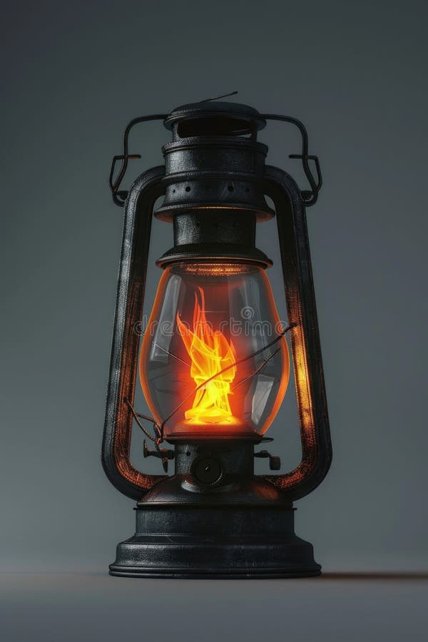 A Classic Oil Lamp with a Warm and Cozy Flame, Perfect for a Vintage or ...