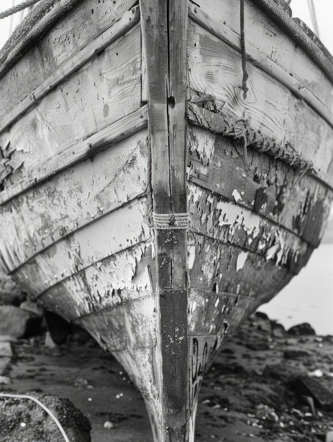 A Classic Old Boat in Black and White, Ideal for History or Nostalgia ...