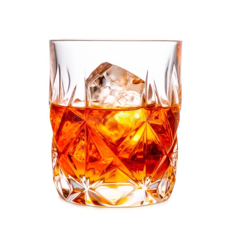 Classic Old Fashioned In A Crystal Cut Rocks Glass Isolated On White