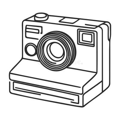 Classic Old Polaroid Camera Hand Drawn Line Art Vector Stock Vector ...