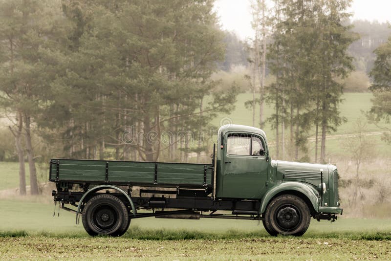 Classic Oldtimer Vintage Truck on a Country Road Stock Photo - Image of ...