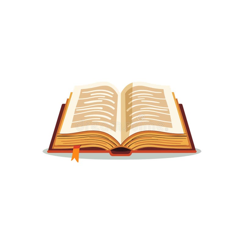 Classic Open Book with Orange Bookmark. Vector Illustration Design ...