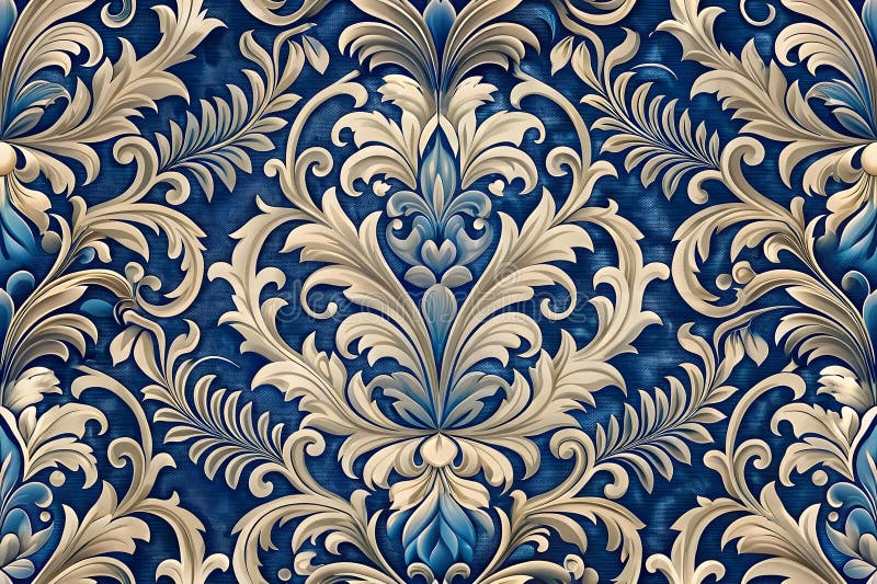 Classic Ornamental Pattern for Luxury Interiors Seamless Blue Pattern ...