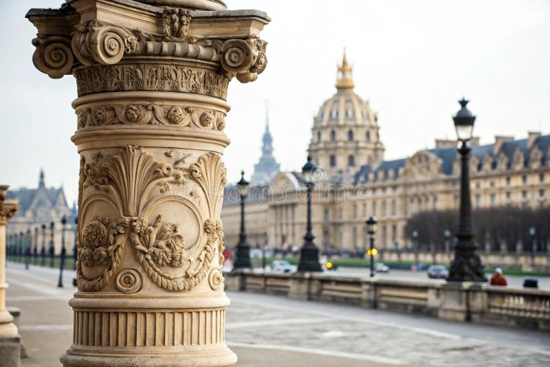 Classic Ornate Background on Column in Paris Stock Illustration ...