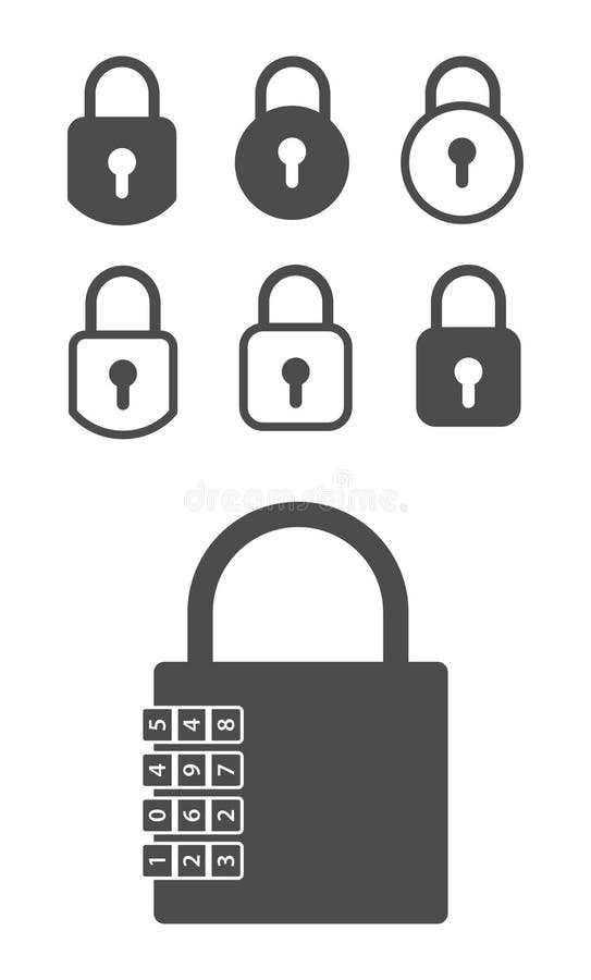 Classic padlock icon set stock vector. Illustration of access - 266223520