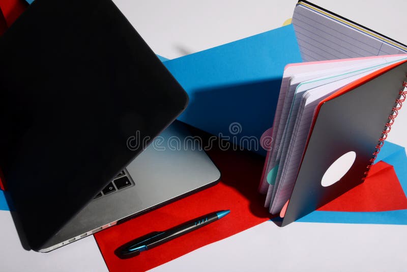 Classic Paper and Computer Notebook Concept Stock Image - Image of ...
