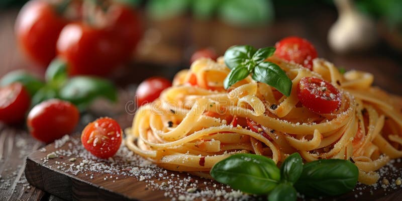 Classic Pasta on Kitchen Background. Diet and Food Concept. Stock Image ...