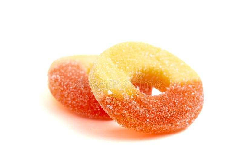 Classic Peach Ring Candies on a White Background Stock Image - Image of ...
