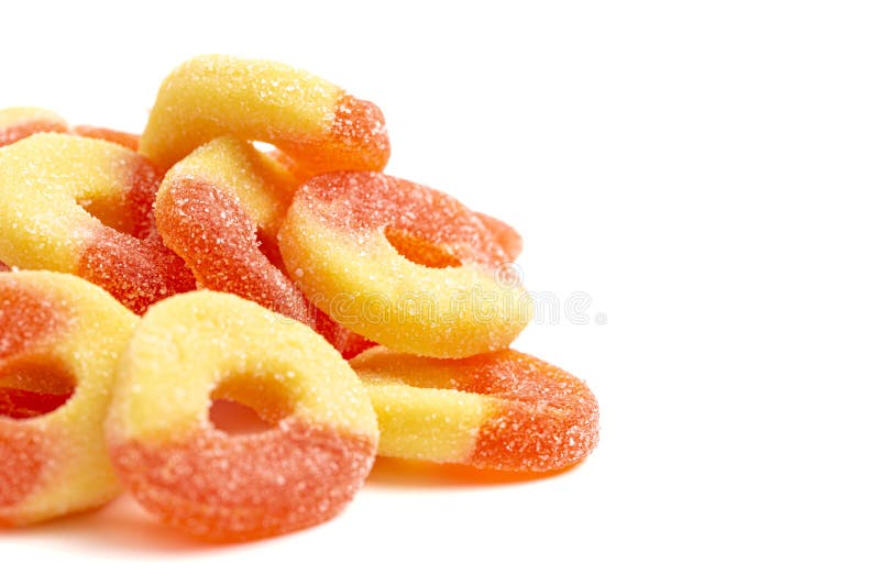 Classic Peach Ring Candies on a White Background Stock Photo - Image of ...