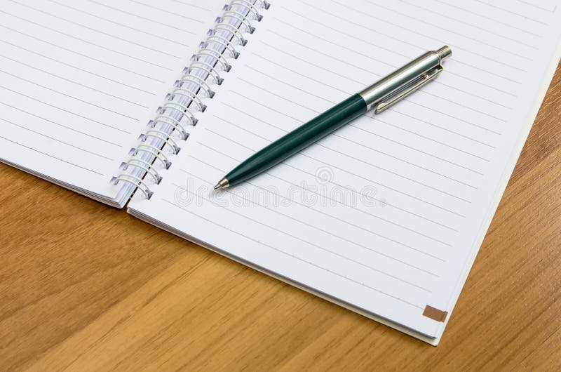 Classic Pen and Notebook on Wooden Desk Stock Image - Image of diary ...