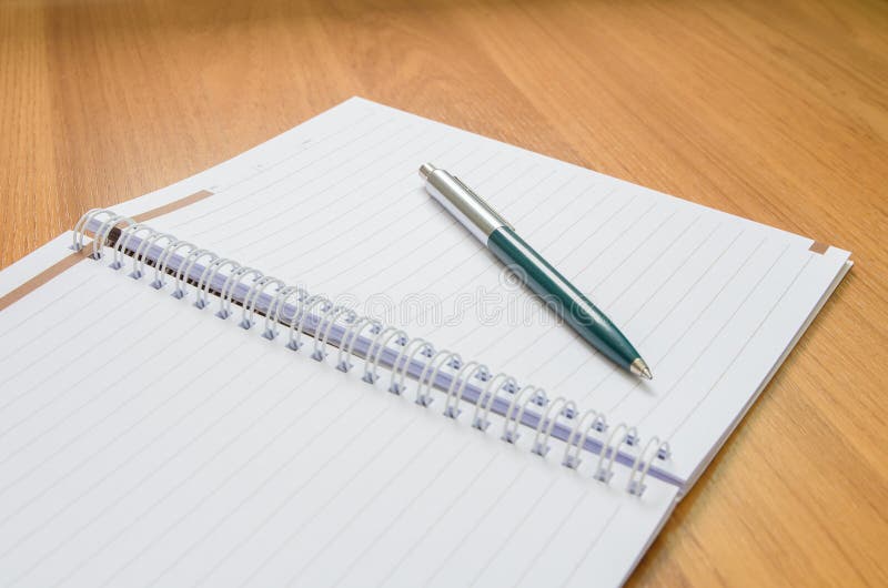 Classic Pen and Notebook on Wooden Desk Stock Image - Image of class ...