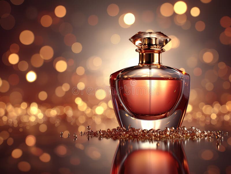 Classic Perfume Bottle with Elegant Design and Glowing Lights Stock ...