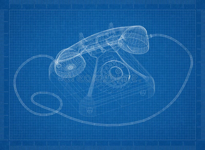 Classic Phone Architect Blueprint Stock Illustration - Illustration of ...