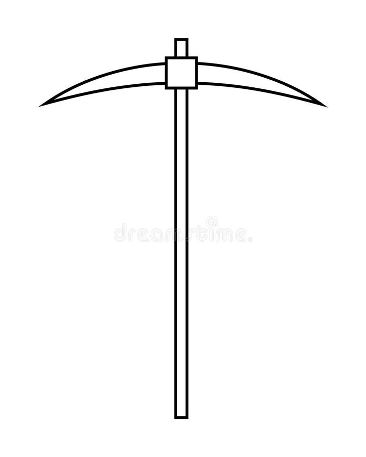 Classic Pickaxe with Double-Headed Blades on a Long Handle in Black and ...