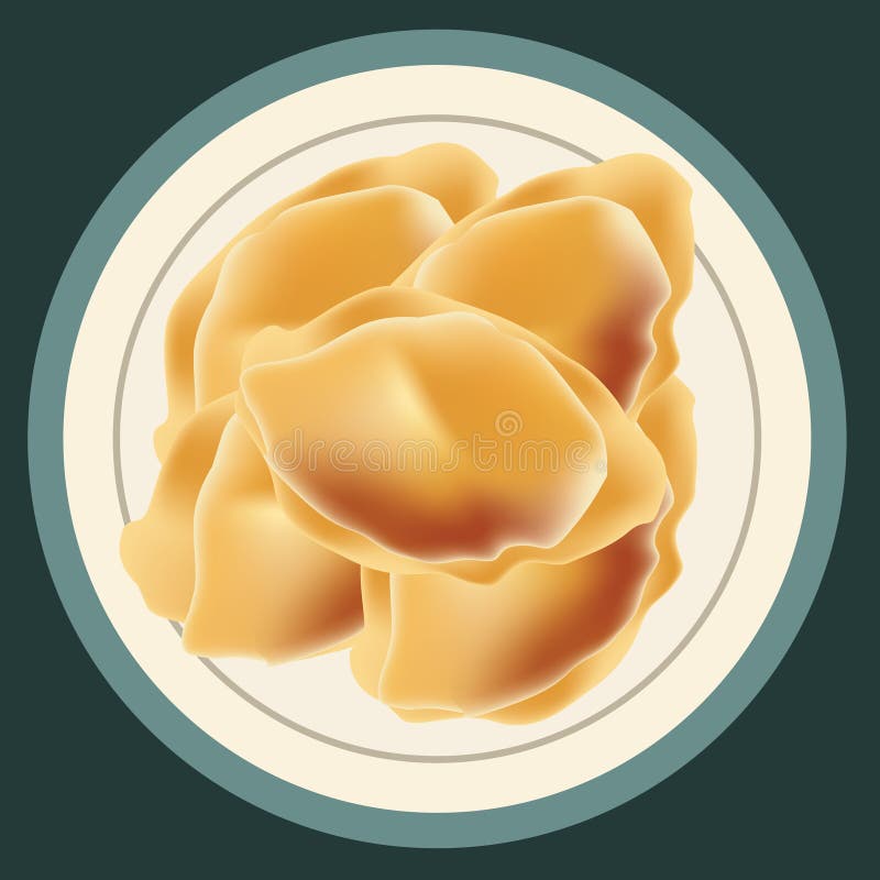 Classic pierogi in a plate stock vector. Illustration of dough - 339729376