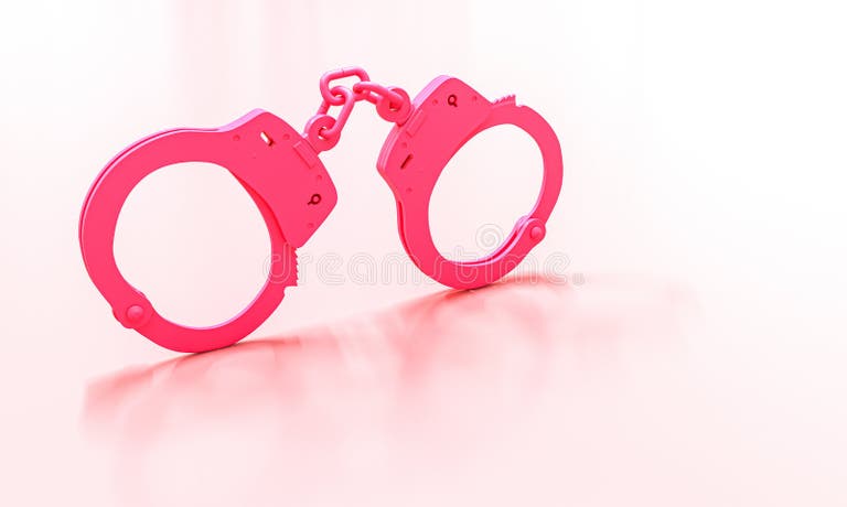 Classic Pink Handcuffs on a Light Background Stock Illustration ...
