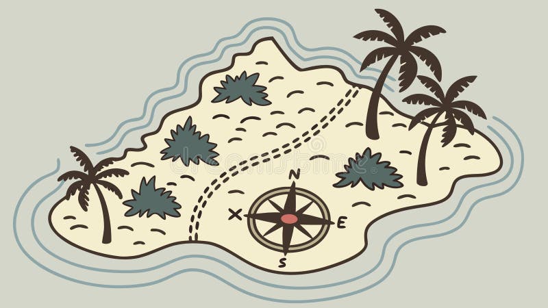 Classic Pirate Treasure Map with Compass Rose, Vector Design Generative ...