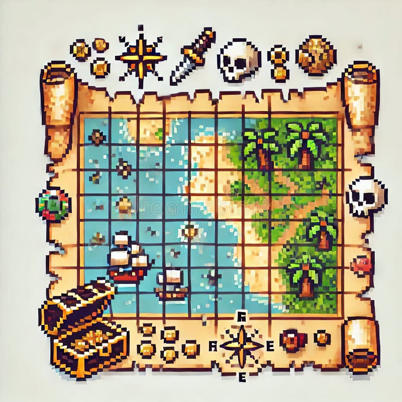 Classic Pixel Navigation Chart Stock Illustration - Illustration of ...