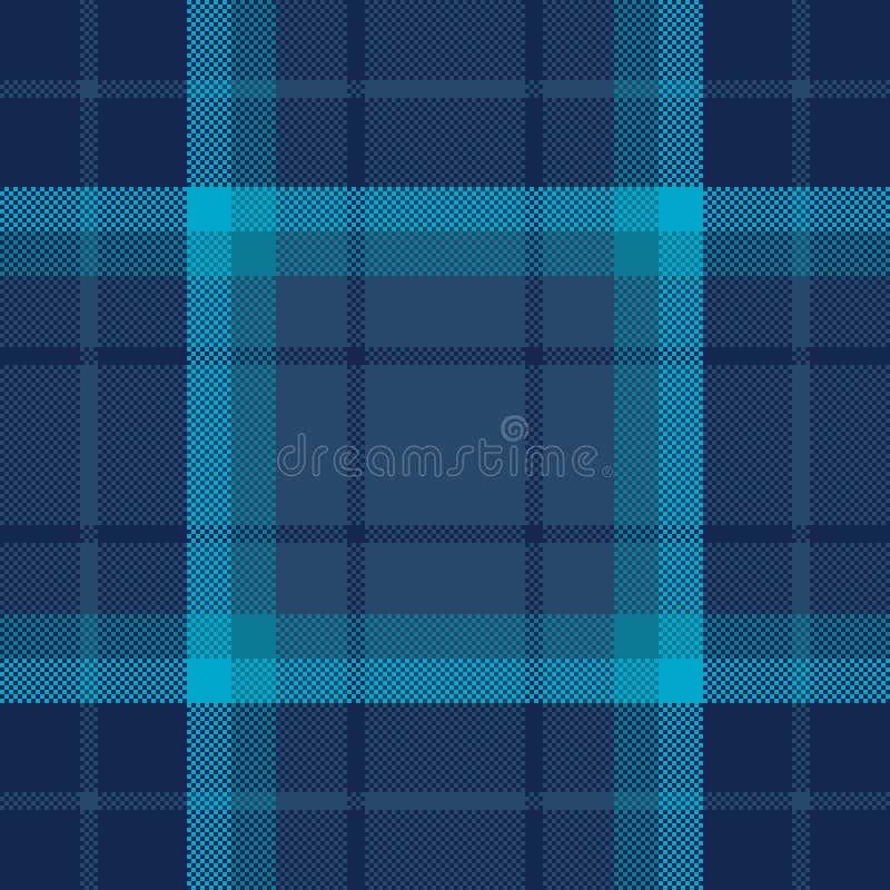 Classic Pixelated Plaid Pattern in Cool Blues. Perfect for Retro Design ...