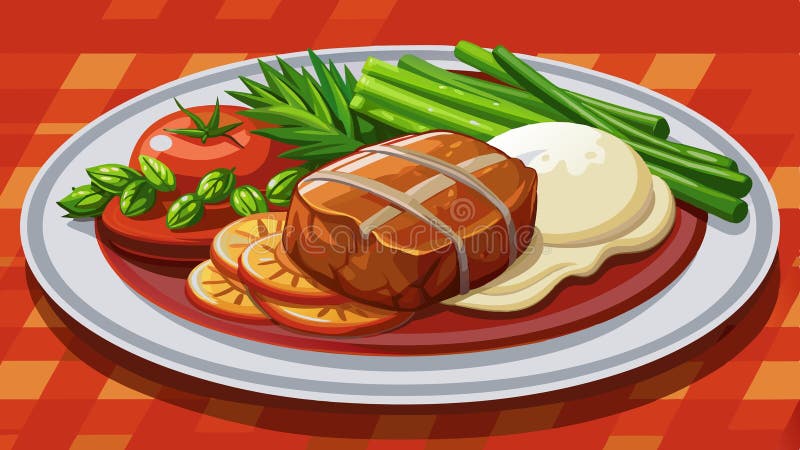 Classic Plate: Meatloaf, Mashed Potatoes, and Green Beans. Stock Vector ...