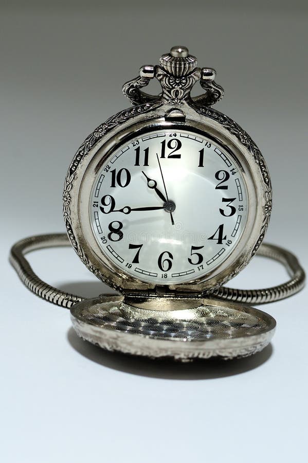 Classic pocket clock stock photo. Image of silver, second - 5542692