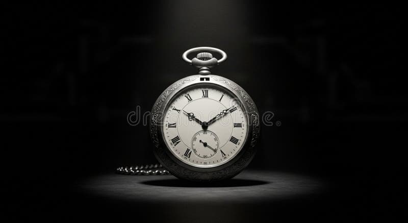 A Classic Pocket Watch with a Metallic Finish is Centered Under a ...