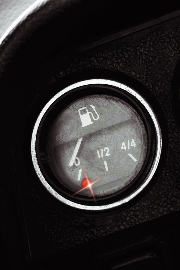 Classic Pointer Indicator of Fuel Level of the Car. Low Gasoline Level ...